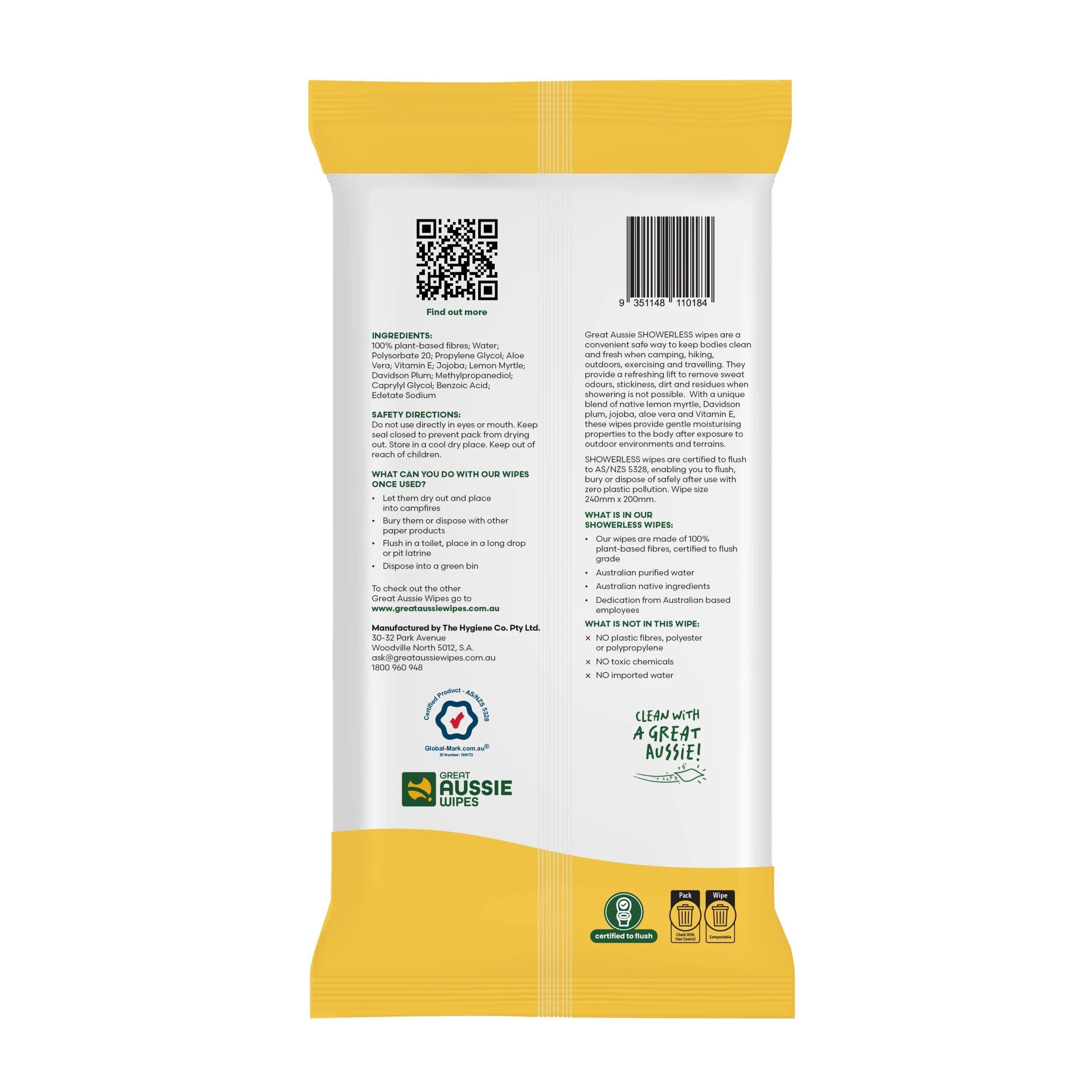 Biodegradable Body Wipes - Showerless - Great Aussie Wipes